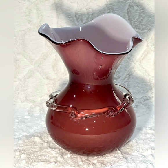 Accents | Muave Purple Ruffled Edges Hand Blown Art Glass Vase | Poshmark